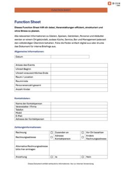 Function Sheet: Dein Master-Plan für stressfreie Veranstaltungen - DISH